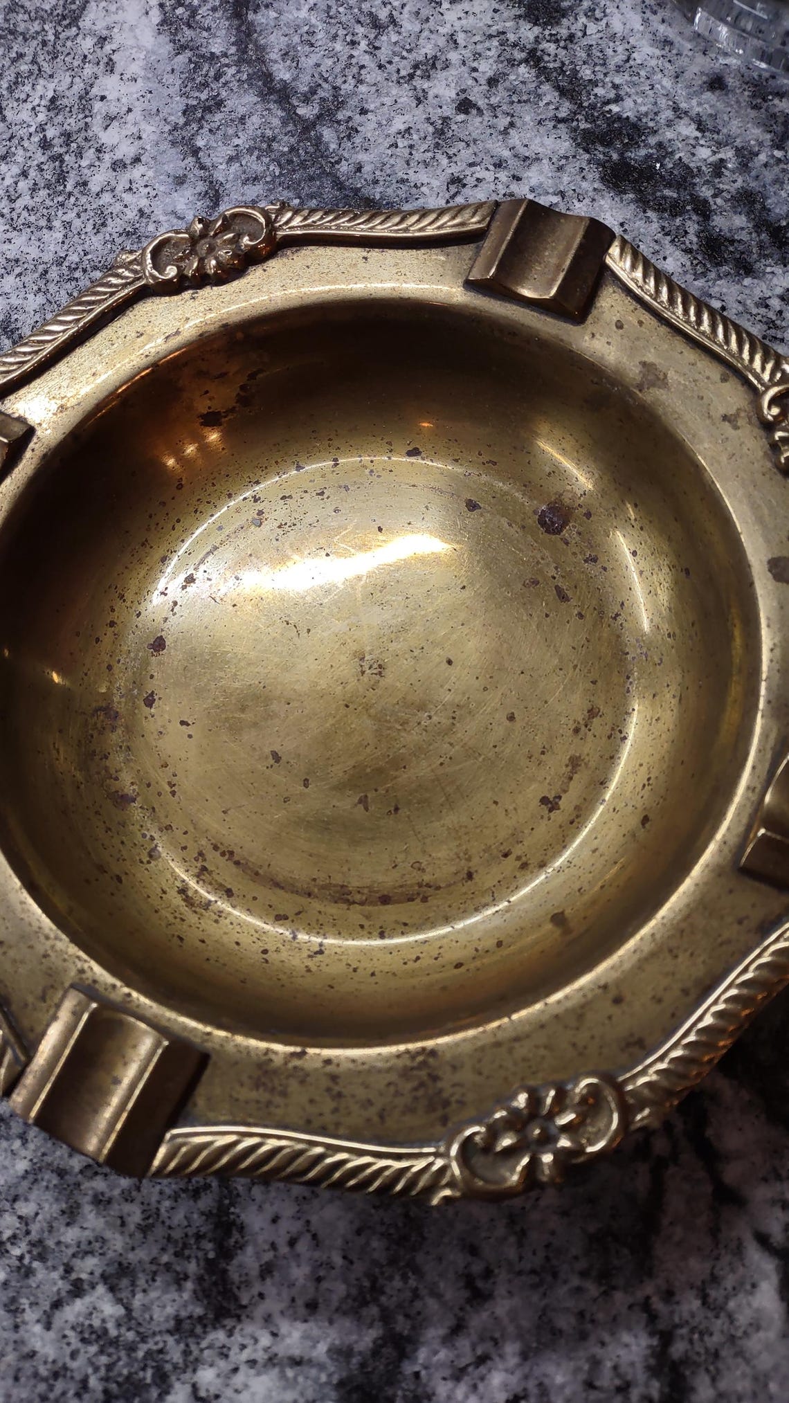Vintage Brass Ashtray With Glass Insert/catch All - 8 1/4" Diameter ...