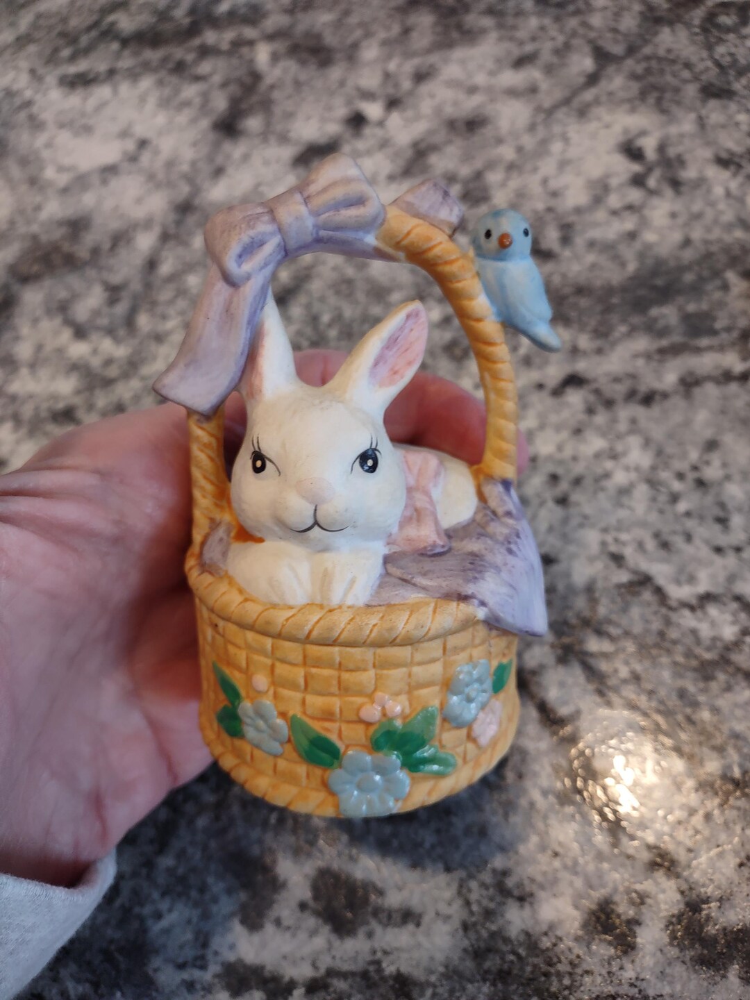 Vintage Bell - Bunny in Basketl With Blue Bird - J.S.N.Y. Brand - Sri ...