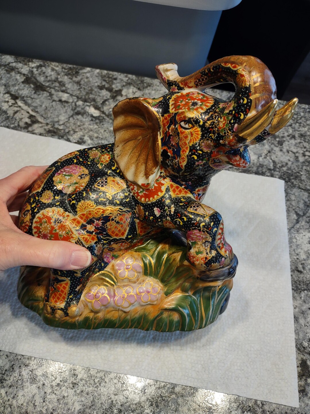Vintage - Satsuma Elephant Statue - Asian Decor - Ceramic - EUC - Etsy