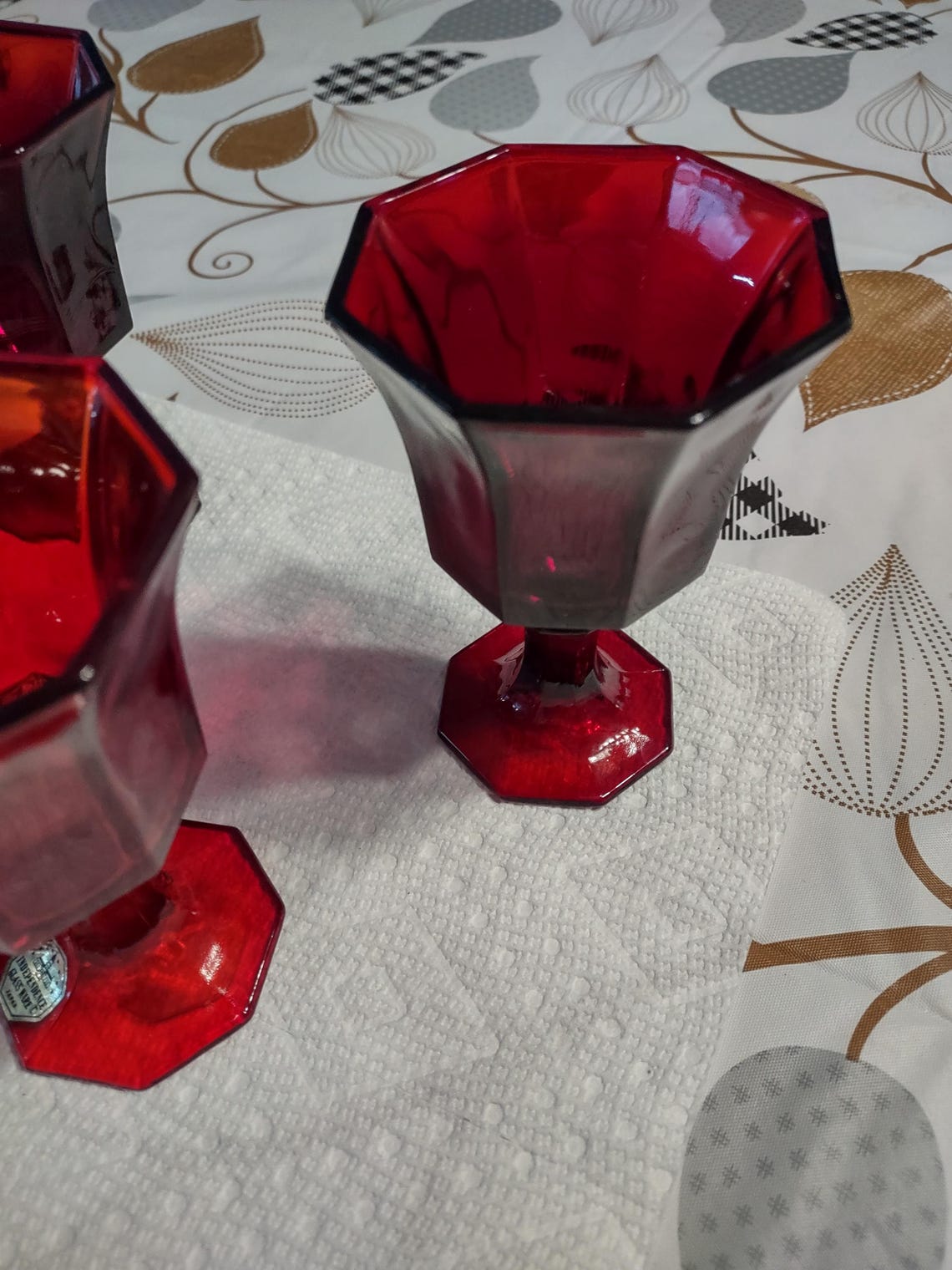 Set of (4) Ruby Red Goblets - Independence Glassware - Vintage - New ...