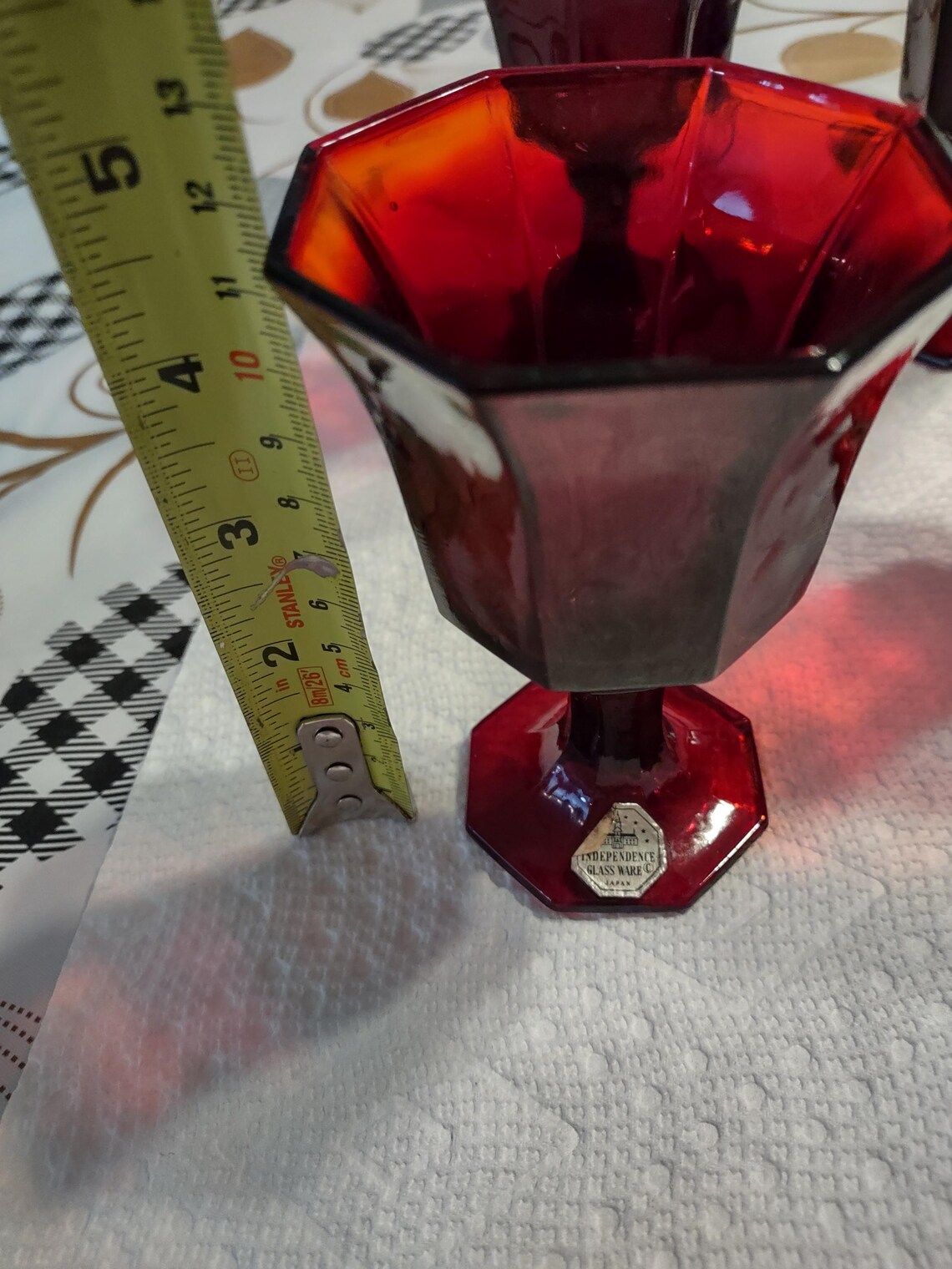 Set of (4) Ruby Red Goblets - Independence Glassware - Vintage - New ...