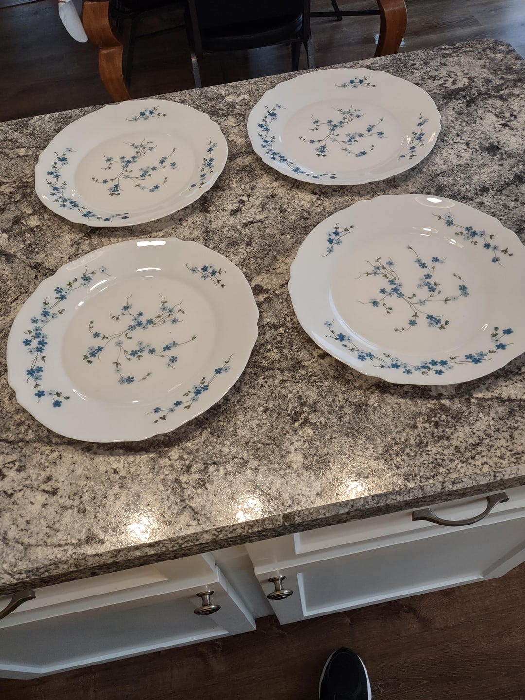 Vintage - Set of (4) Arcopal "veronica" Dinner Plates - White With Blue ...