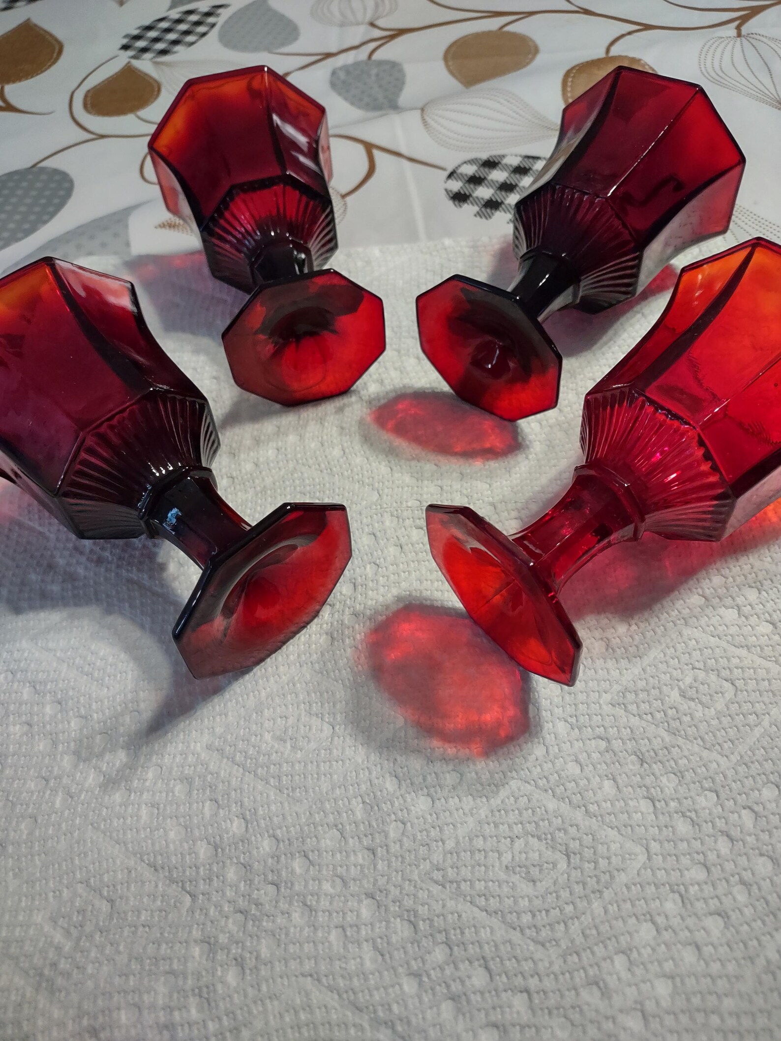 Set of (4) Ruby Red Goblets - Independence Glassware - Vintage - New ...