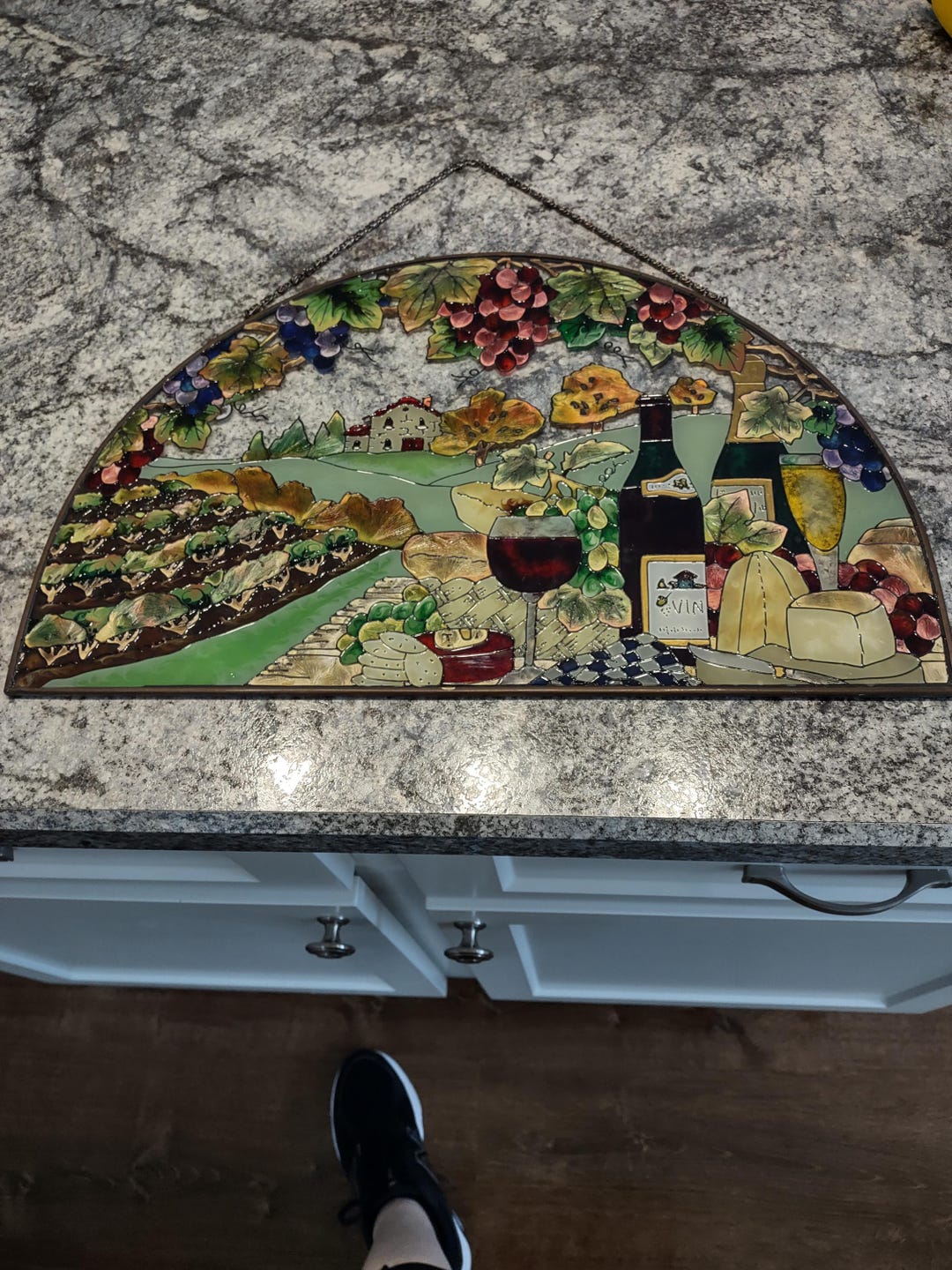 Vintage - Joan Baker - Stained Glass Wall Hanging - Half Circle With ...