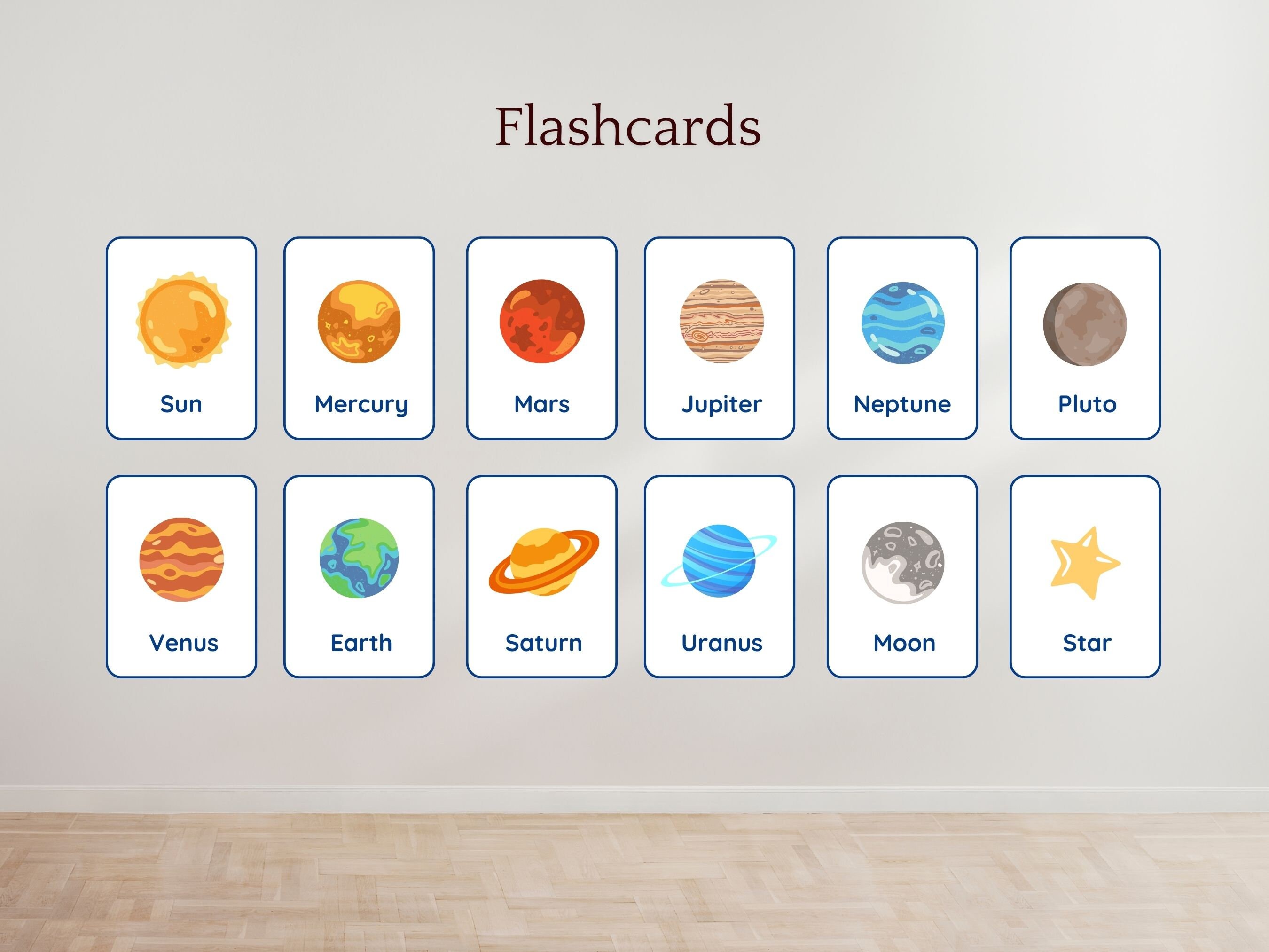 12 Editable Solar System Planets Flashcards Montessori Material Flash ...