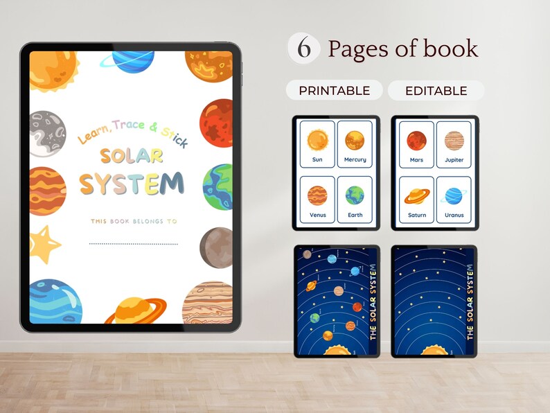 12 Editable Solar System Planets Flashcards Montessori Material Flash ...