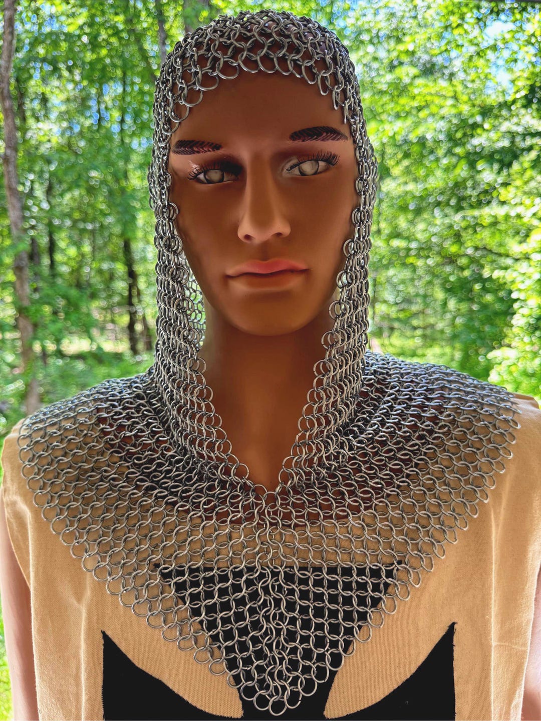 Custom Medieval Style Handmade Chain Mail Coif Armor, Steel Rings 10mm ...