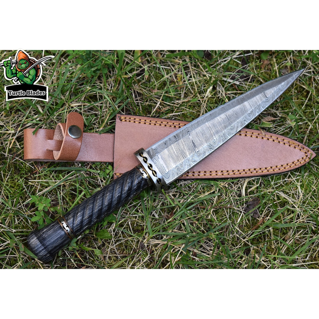 Handmade Damascus Steel Scottish Dirk Knife With Leather Sheath - Etsy