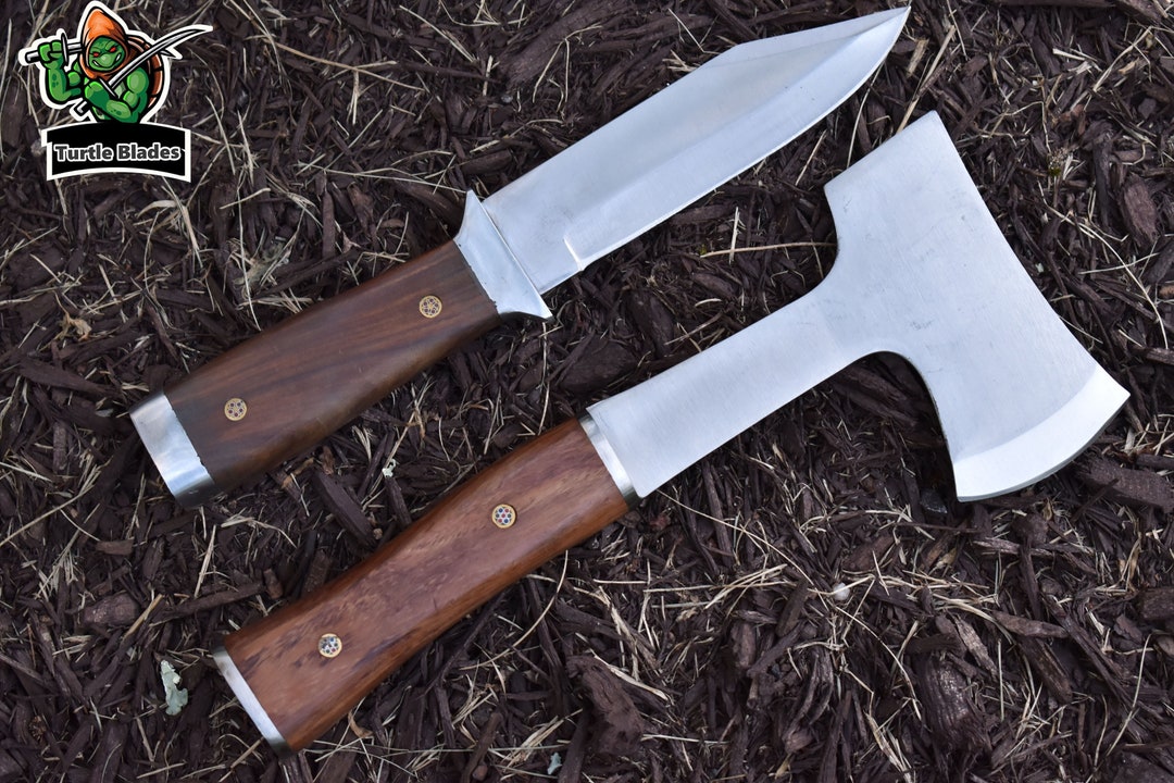 Custom Handmade Two Piece Knife and Axe Set for Camping, Hunting ...
