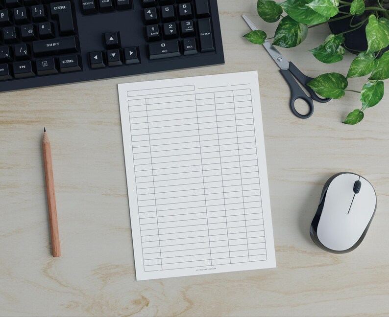 5 Column Customizable Log, Printable Log Sheet, A4 and Letter Size ...