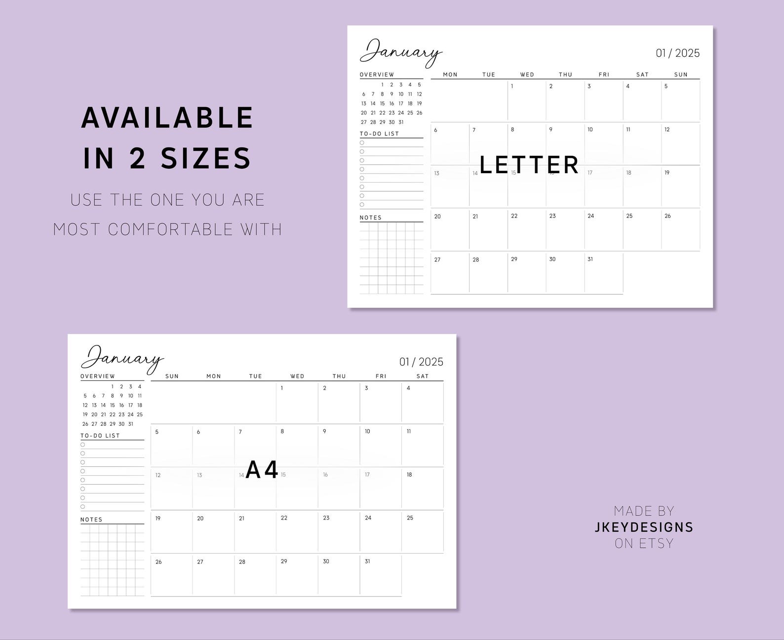 2025 Monthly Calendar | Printable Monthly Planner | A4/letter Size ...