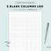 5 Column Customizable Log, Printable Log Sheet, A4 and Letter Size ...