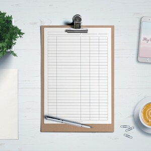 5 Column Customizable Log, Printable Log Sheet, A4 and Letter Size ...