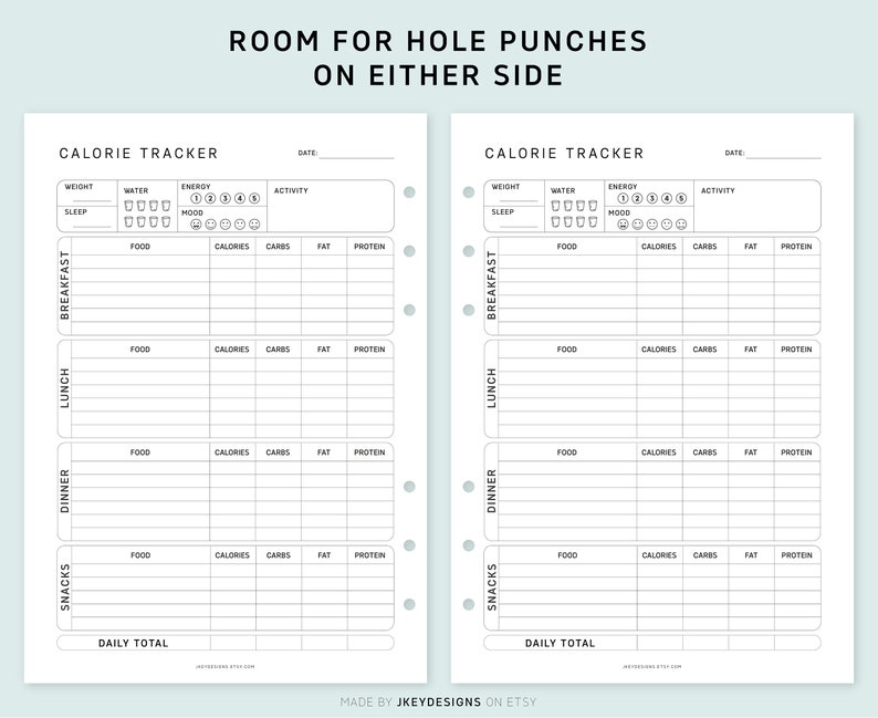 Daily Calorie Tracker, Printable Calories Journal, A4/a5/letter/half ...