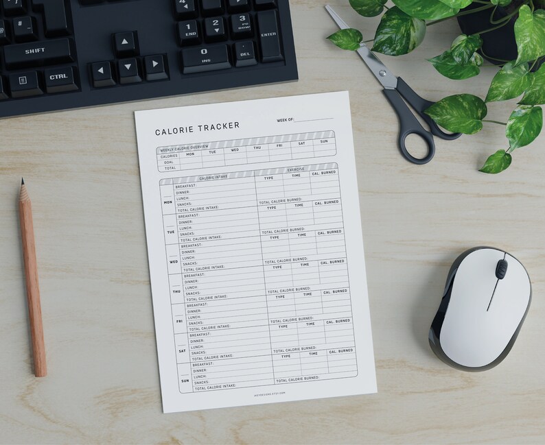 Weekly Calorie Tracker, Printable Calories Journal, A4 / A5 / Letter ...