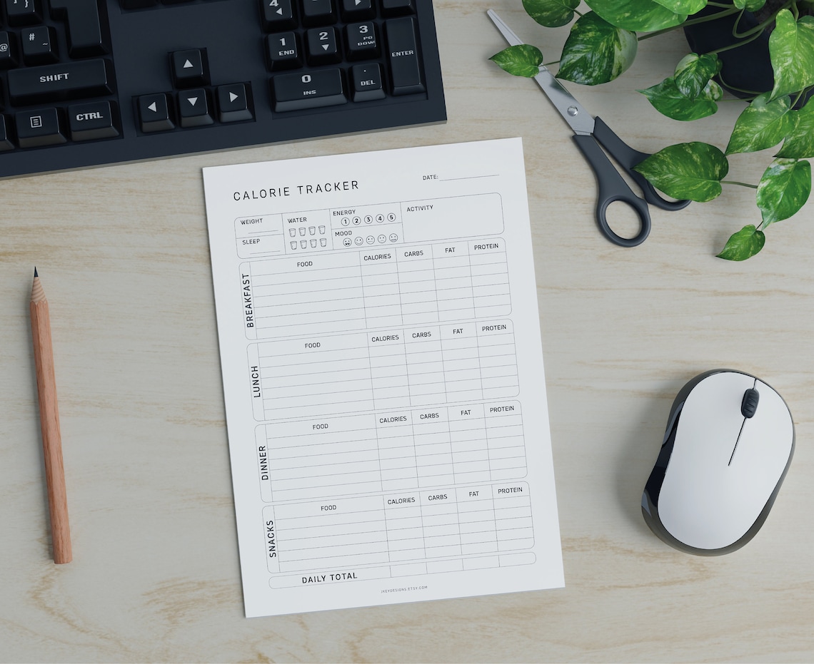 Daily Calorie Tracker, Printable Calories Journal, A4/a5/letter/half ...