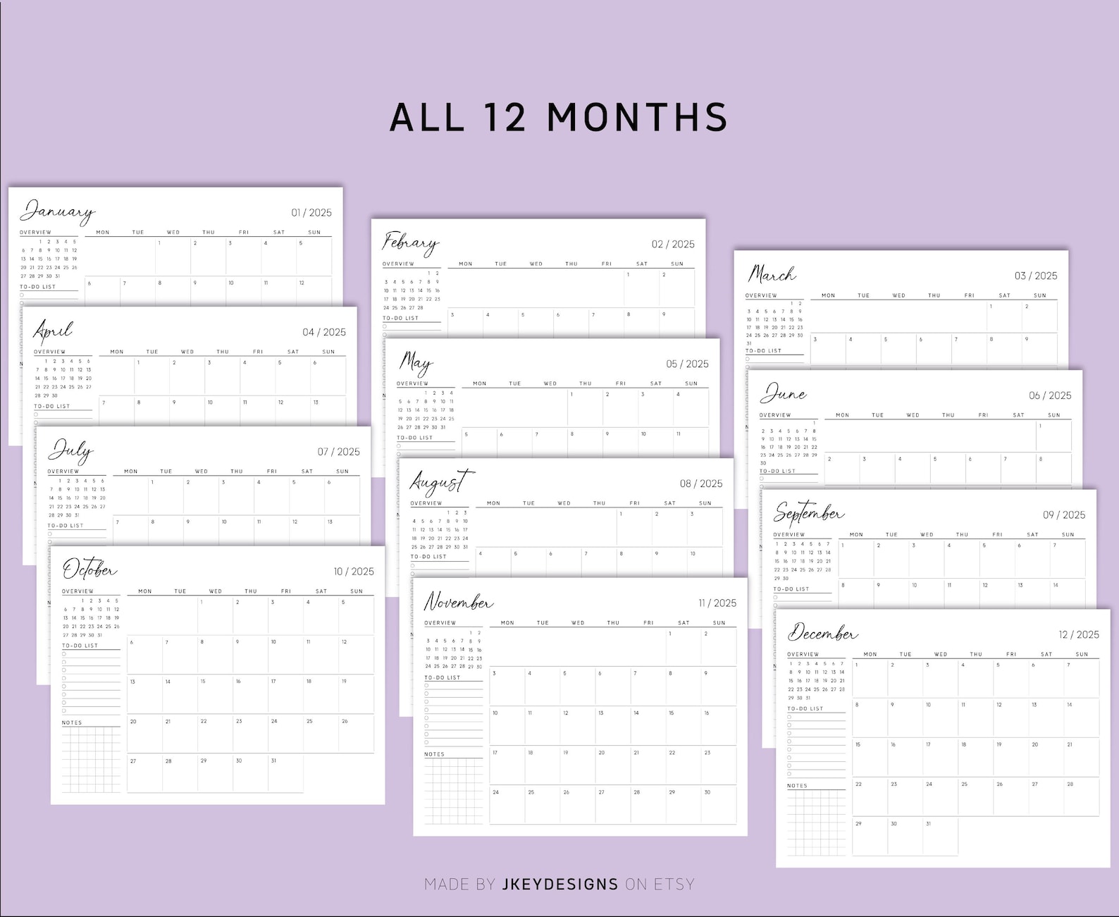 2025 Monthly Calendar | Printable Monthly Planner | A4/letter Size ...