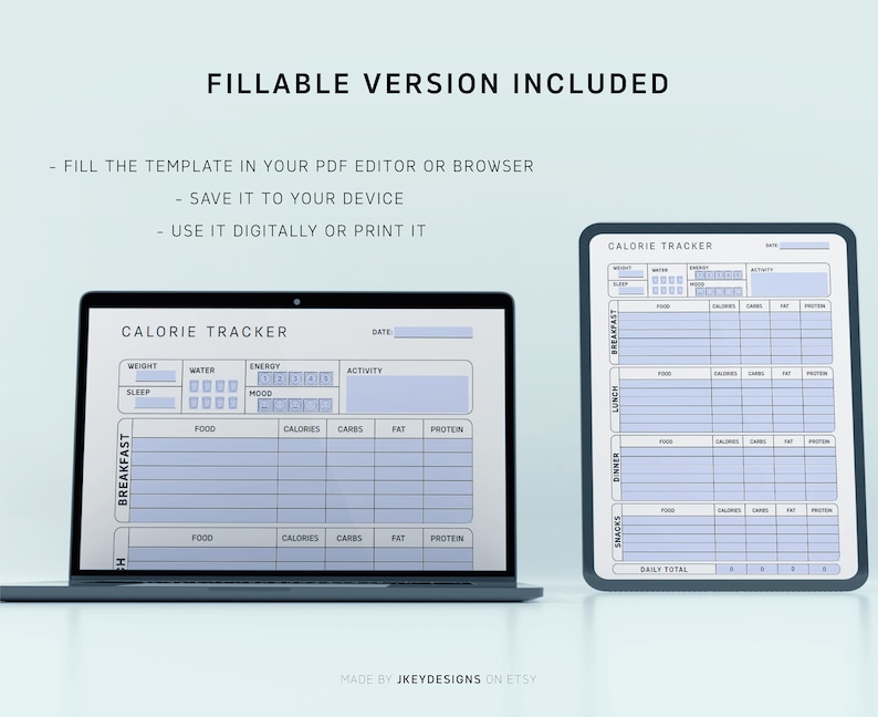 Daily Calorie Tracker, Printable Calories Journal, A4/a5/letter/half ...