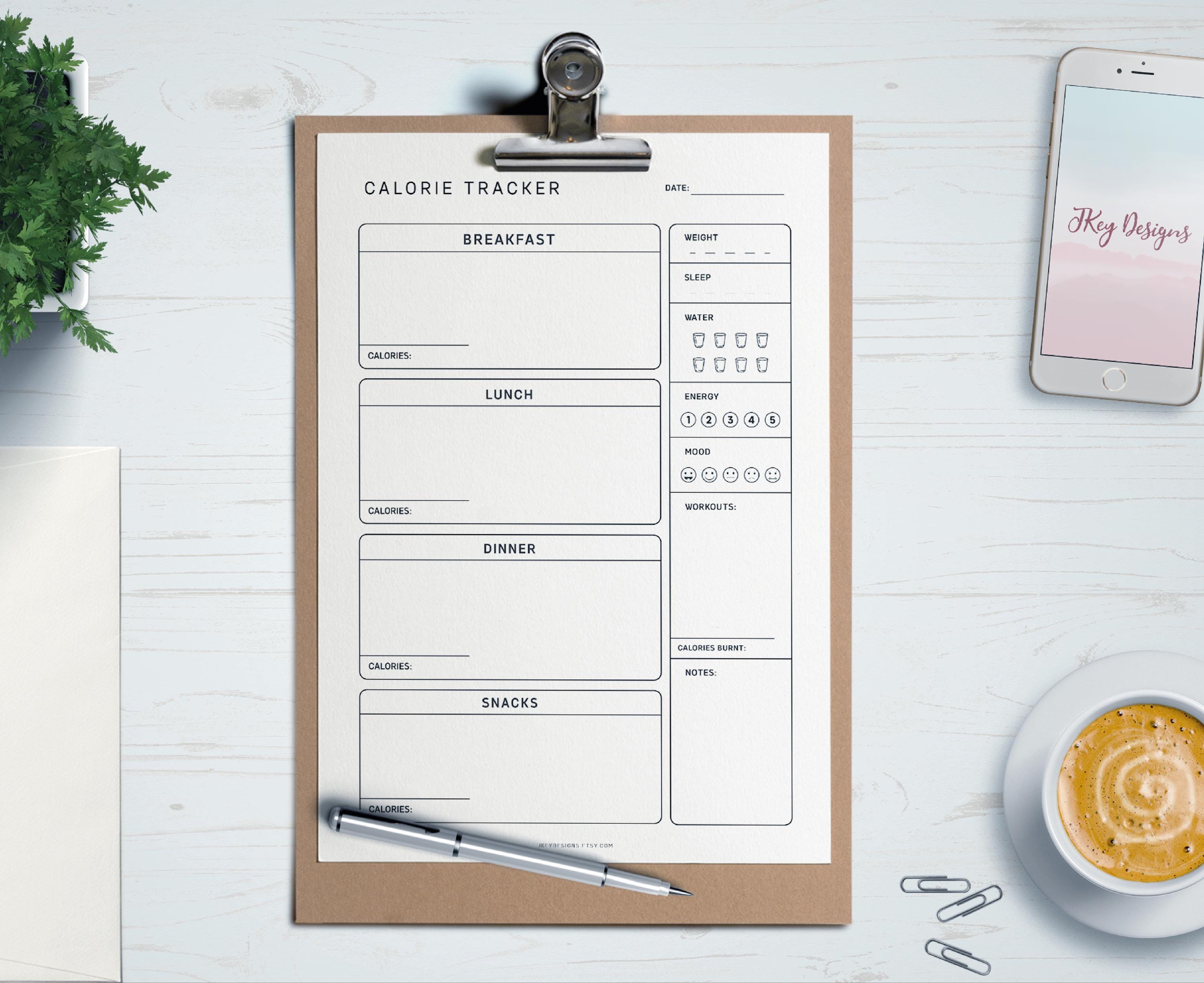 Daily Calorie Tracker, Printable Food Journal, A4/a5/letter/half Size ...