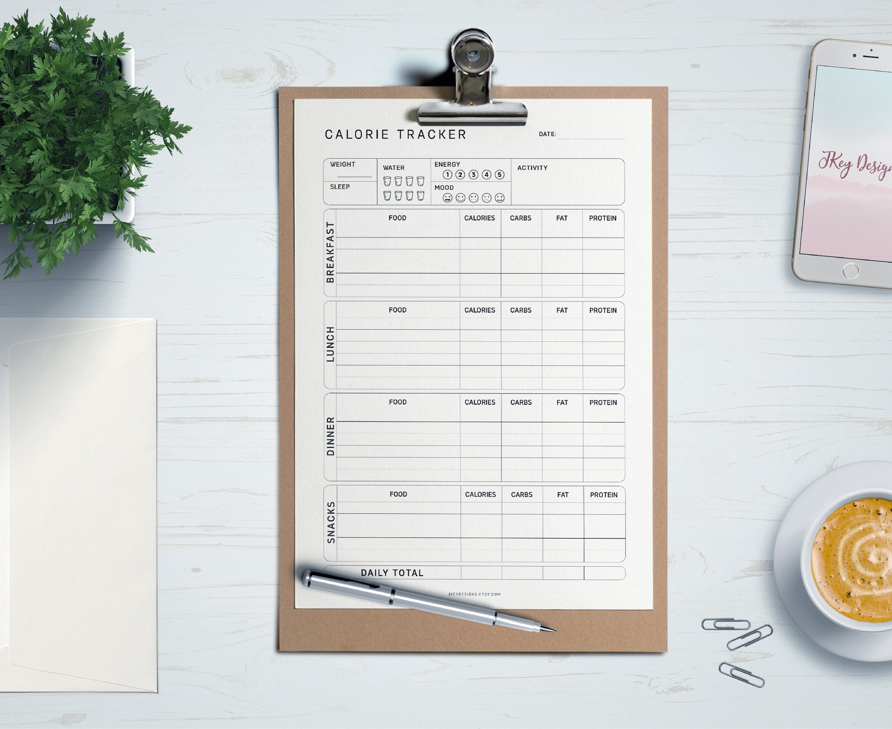 Daily Calorie Tracker, Printable Calories Journal, A4/a5/letter/half ...