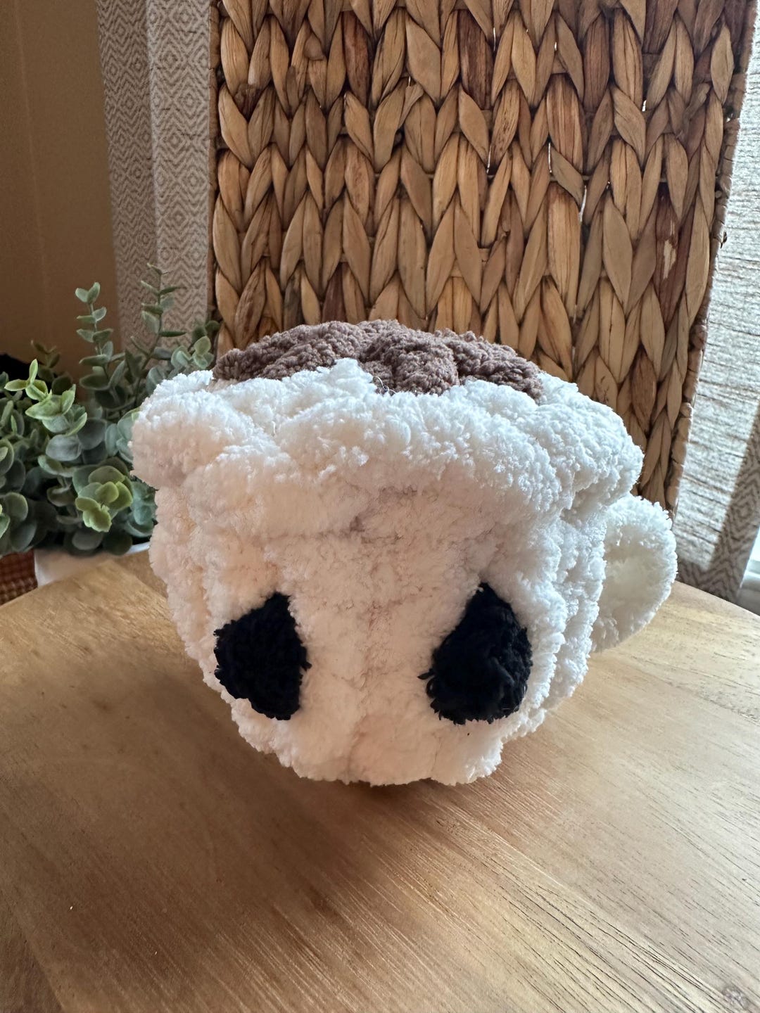 Coffee Cup Chenille Hand Knit Stuffie/ Chunky Knit White Coffee Plushie ...