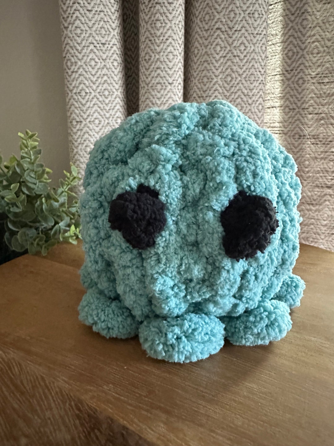 Octopus Chenille Hand Knit Stuffie/ Chunky Knit Blue Octopus Plushie - Etsy