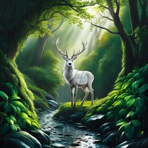 Mystical Stag in Enchanted Forest Digital Art 16 Ultra-high-resolution ...