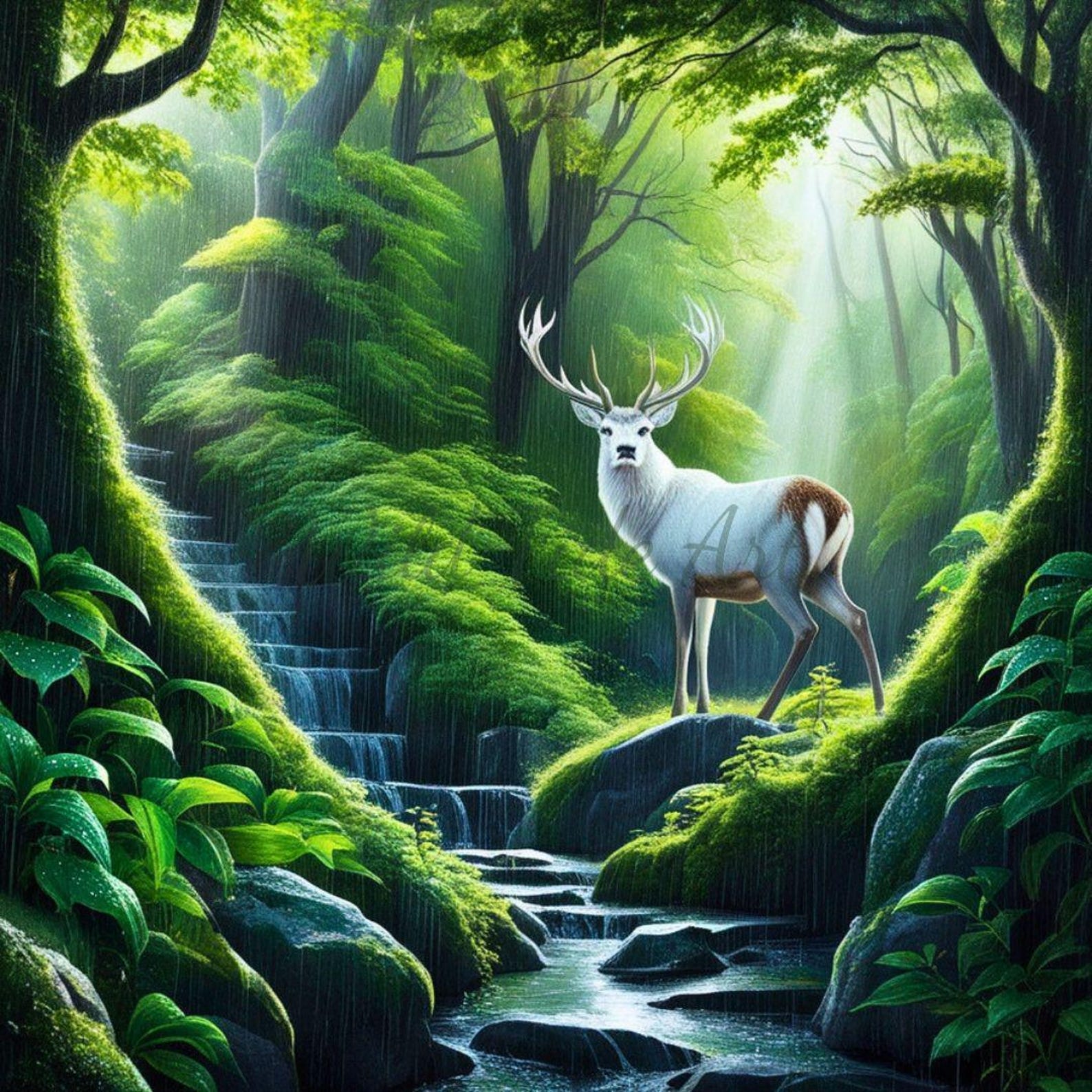 Mystical Stag in Enchanted Forest Digital Art 16 Ultra-high-resolution ...