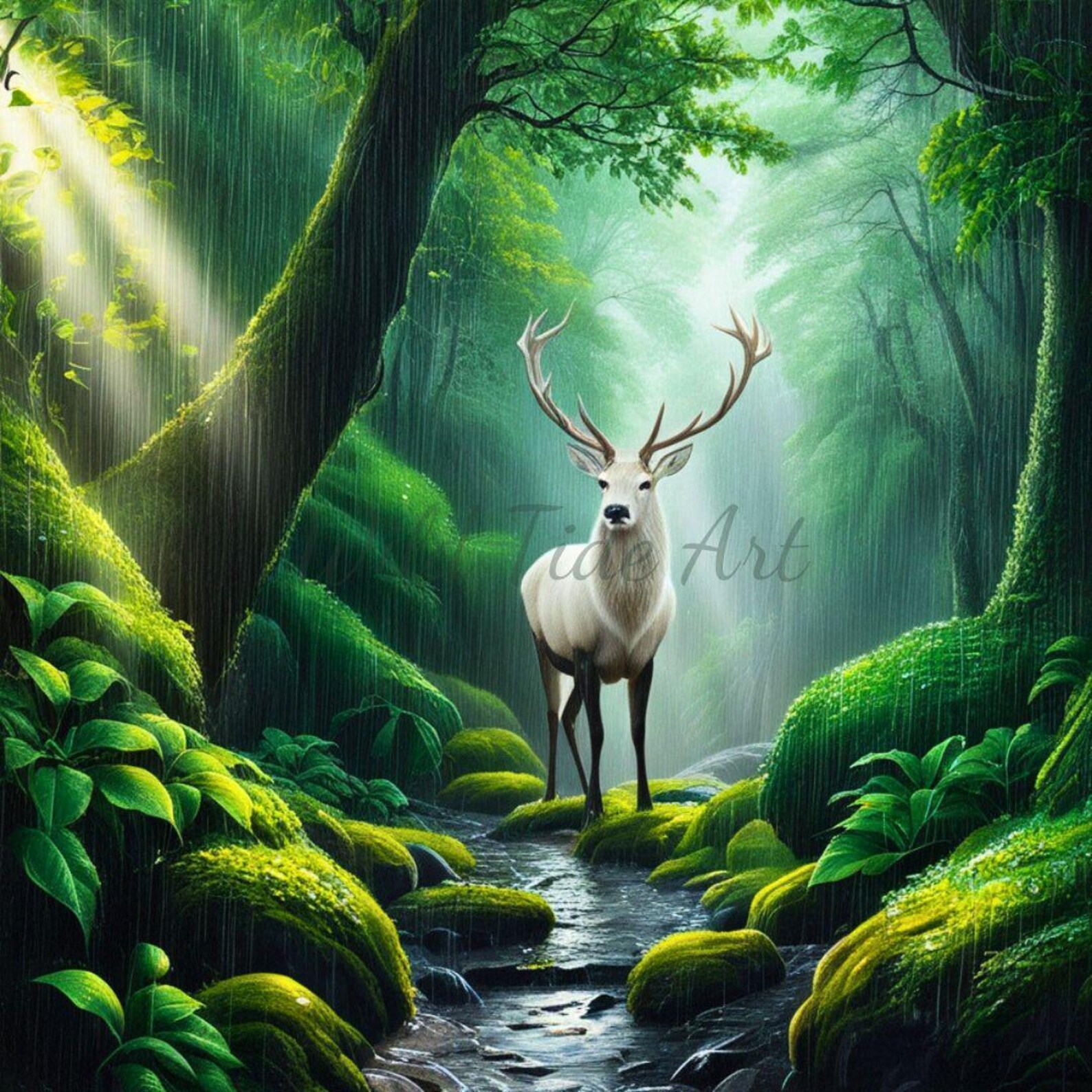 Mystical Stag in Enchanted Forest Digital Art 16 Ultra-high-resolution ...