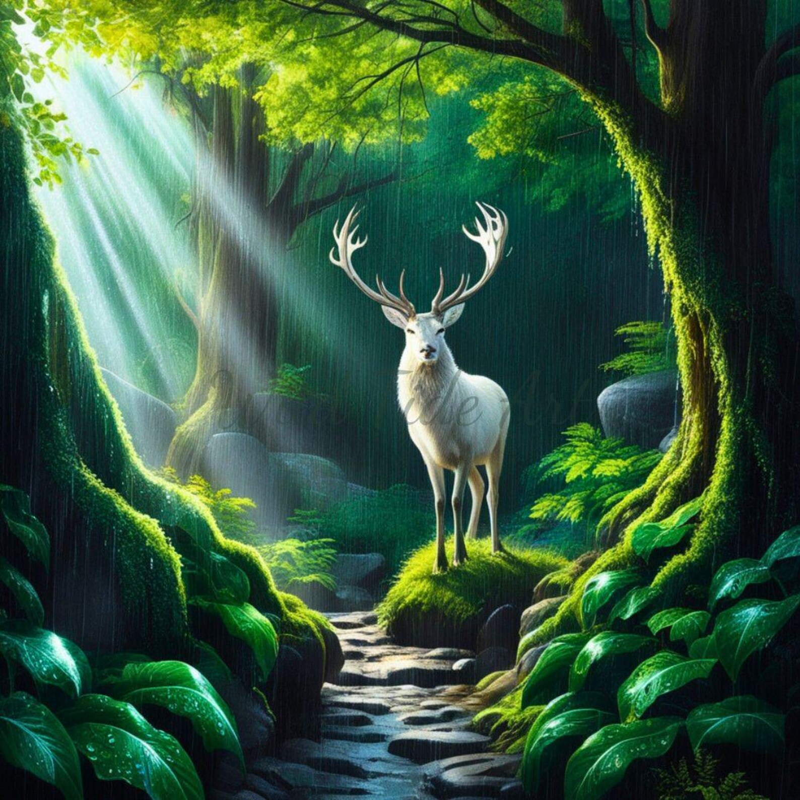 Mystical Stag in Enchanted Forest Digital Art 16 Ultra-high-resolution ...