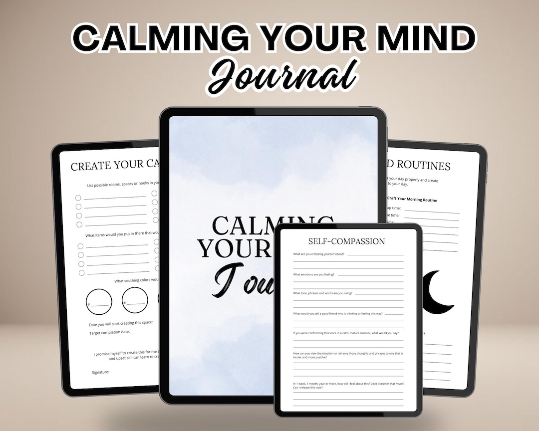 Digital Calming Your Mind Journal, Guided PDF for Stress Relief and ...