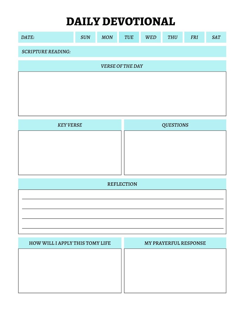 Editable Daily Devotion Journal, Guided Reflection PDF for Spiritual ...
