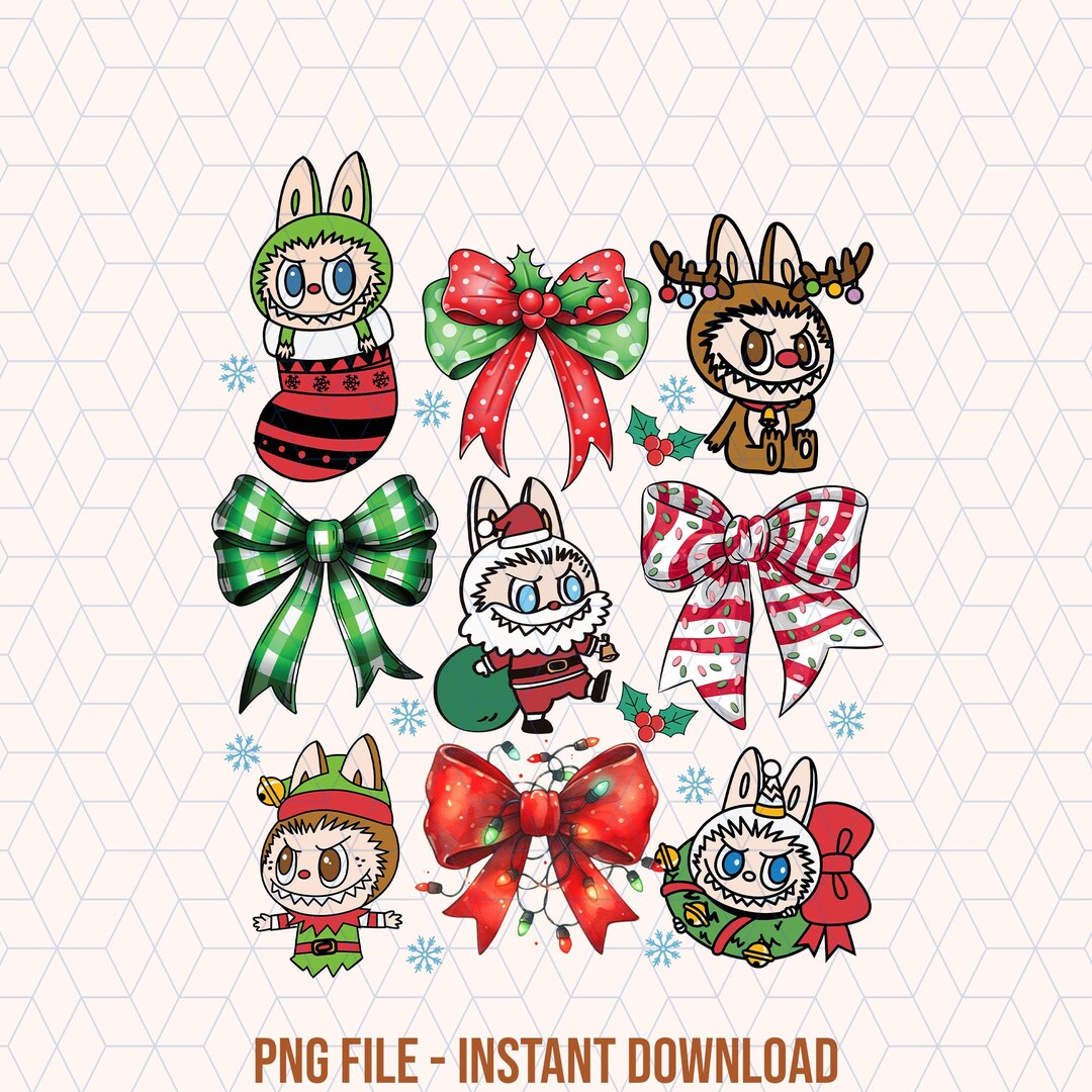 Coquette Bow Labubu Christmas Png, Cute Labubu Monster Png, Merry ...