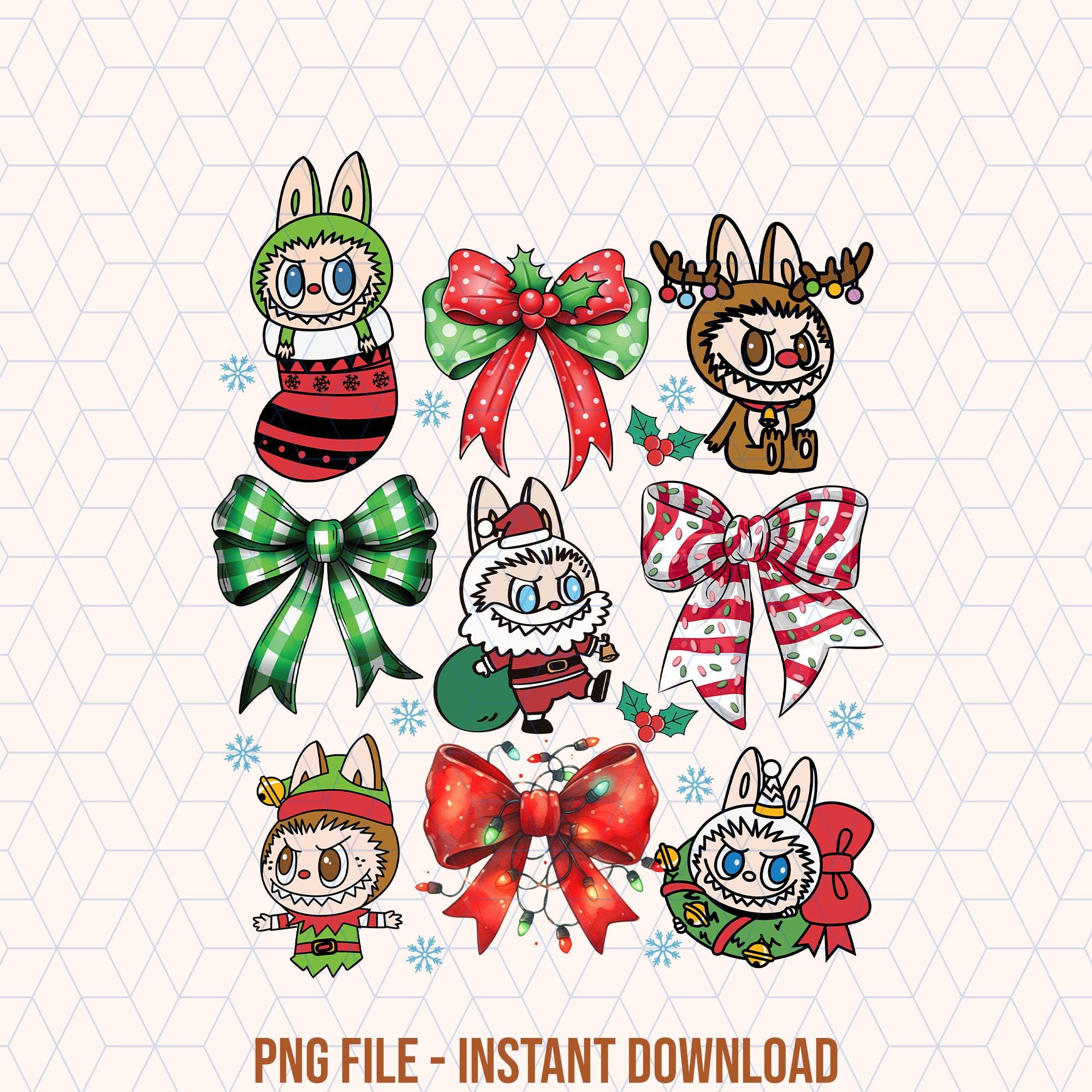 Coquette Bow Labubu Christmas Png, Cute Labubu Monster Png, Merry ...