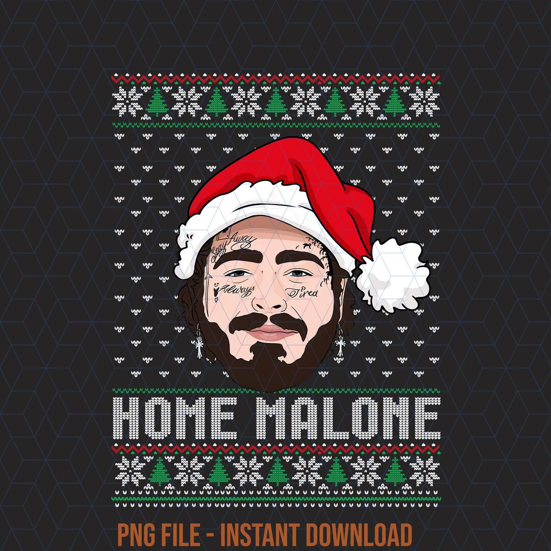 Home Malone Christmas Png, Home Malone Ugly Sweater Png, Merry ...