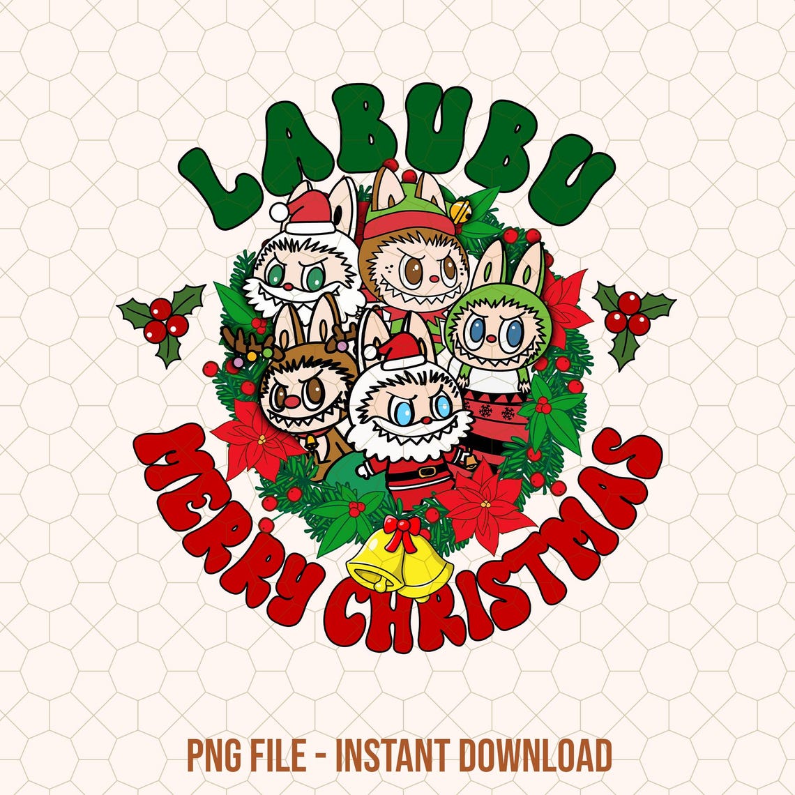 Cute Labubu Merry Christmas Png, Labubu Monster Png, Merry Christmas ...