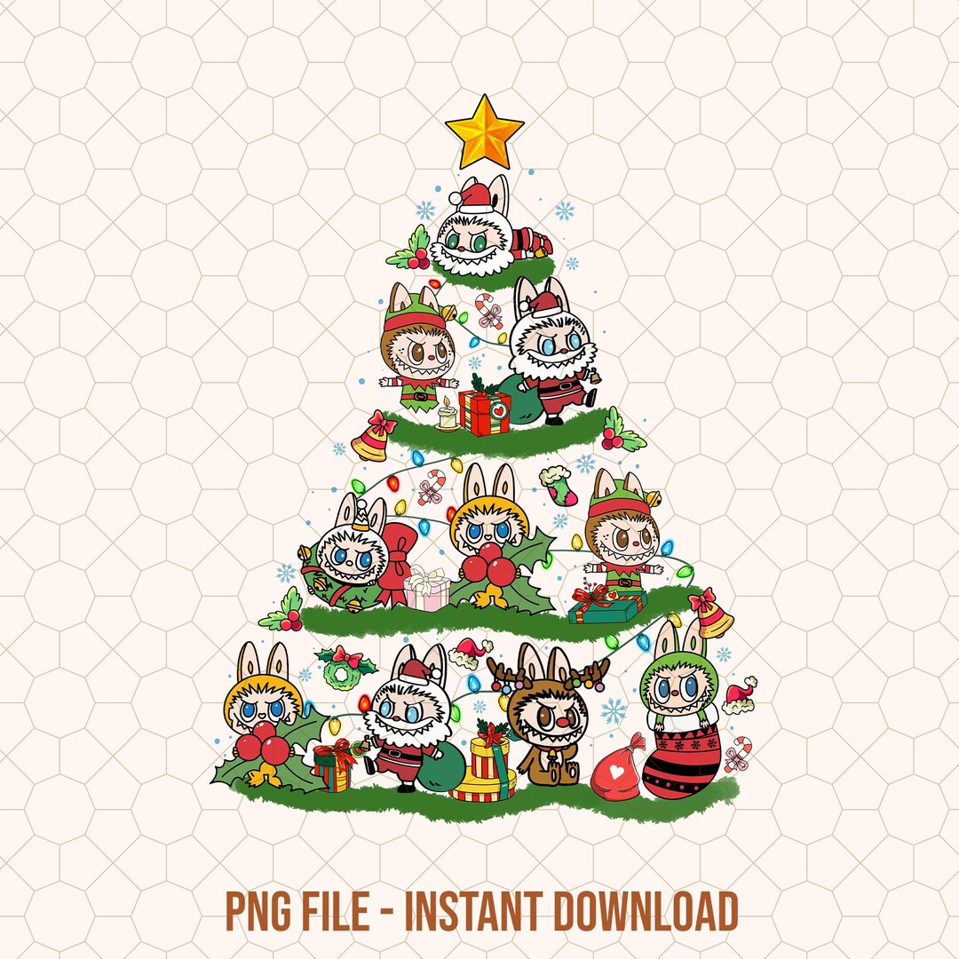 Labubu Christmas Tree Png, Cute Labubu Monster Christmas Png, Merry ...