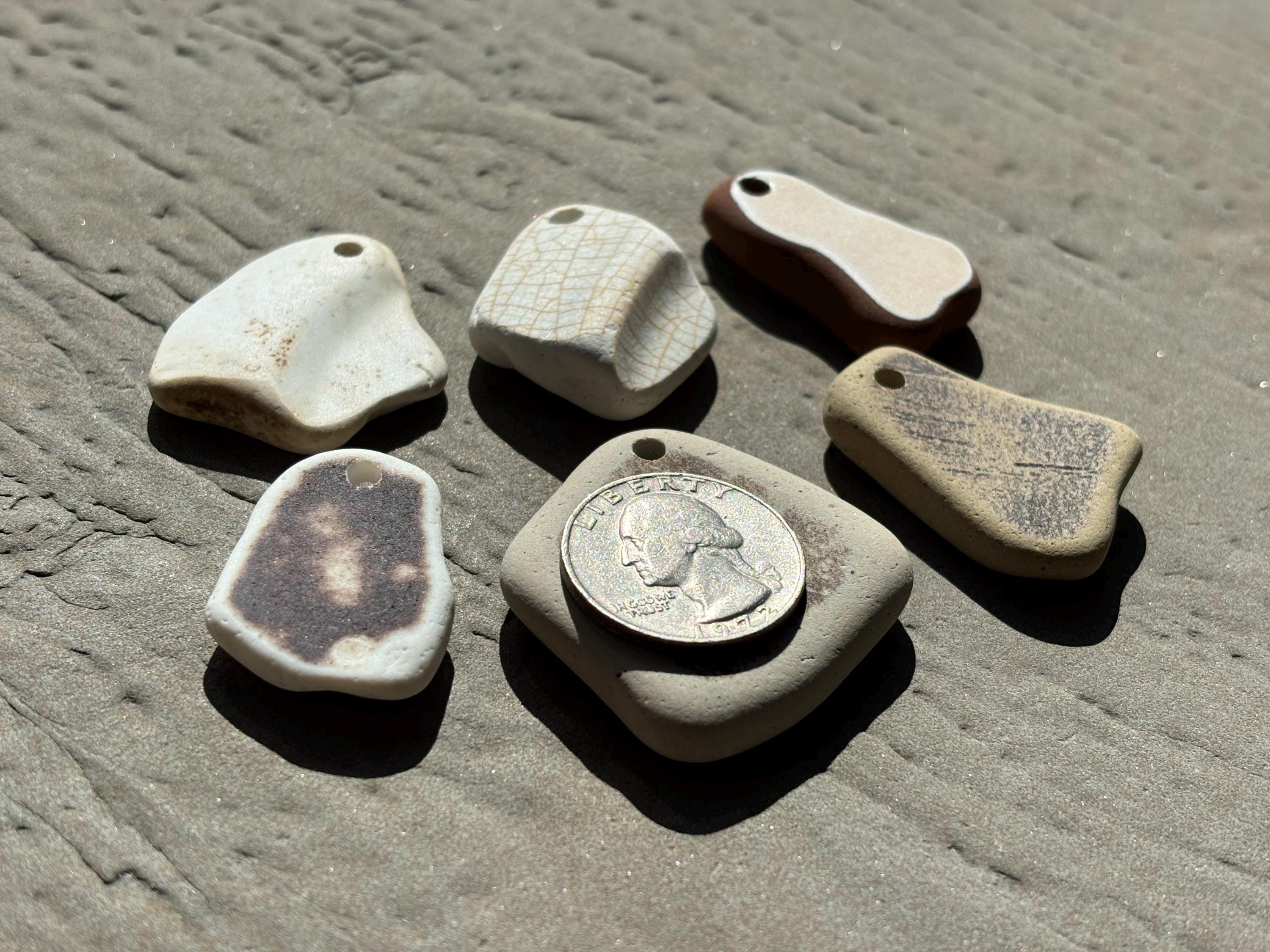 Rustic Ceramic Crock BEACH POTTERY Pendants Earthenware Beach Sea Glass ...