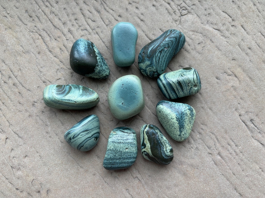 Beach Stone SLAG Garden Stones Blue Green Slag Stone Glass - Etsy