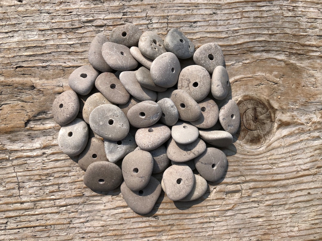 Natural Stone Beads Drilled Beach Stone Beads Lake Stone Beads Drilled ...