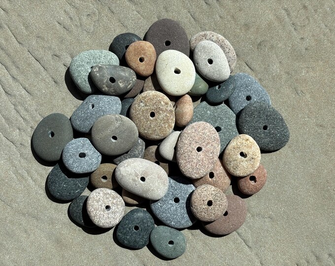 Drilled Beach Stone Beads: Lake Erie Craft Supply - Etsy