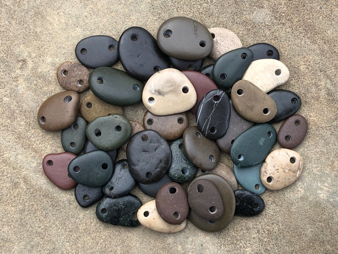 Natural Stone CONNECTORS Drilled Beach Stone Connectors Bulk Stone ...