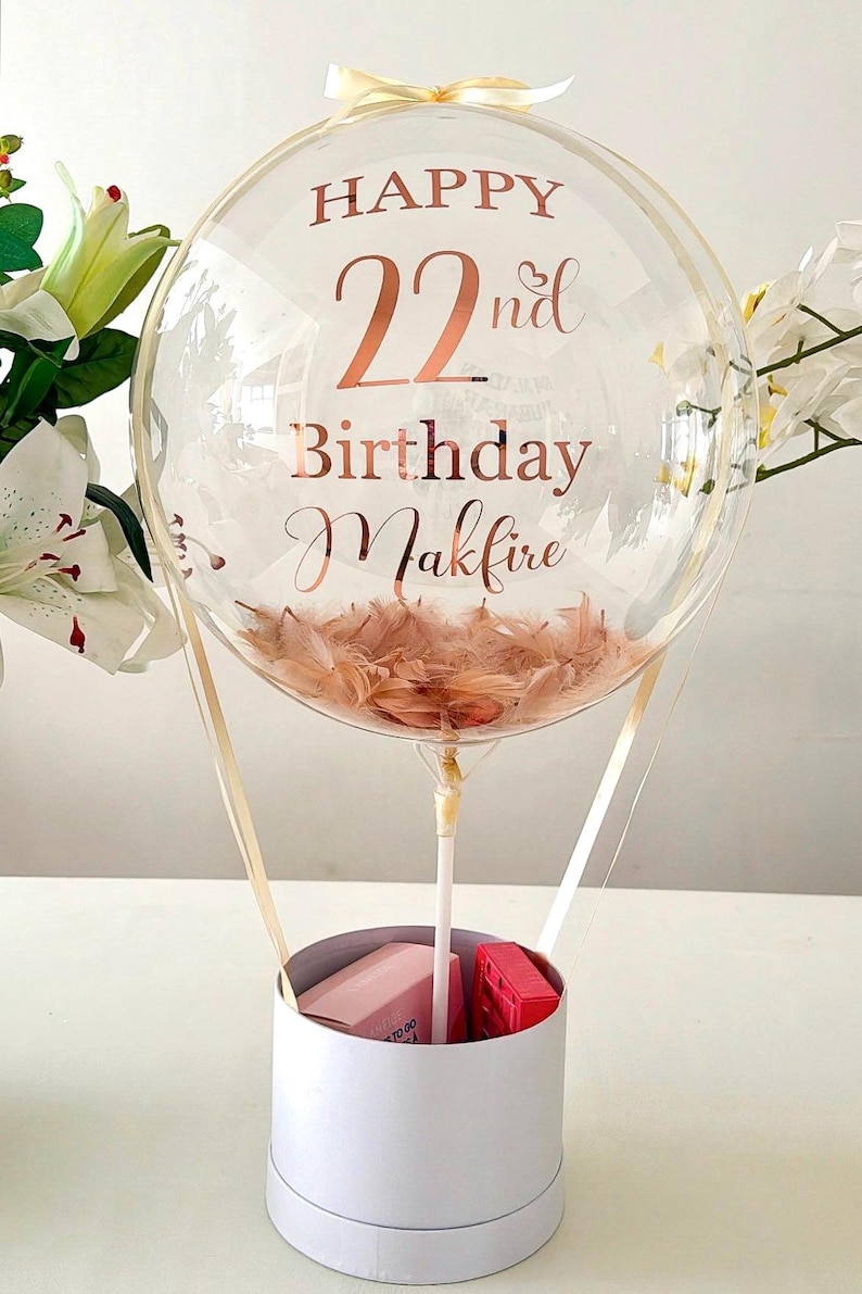 Personalized Hat Box Bobo Balloon – Mini Balloons or Feathers - Etsy