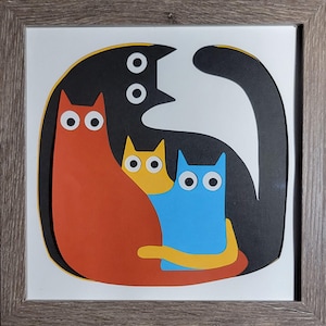 Cat Layered Paper Art Shadow Box | Modern Cat Wall Decor | Handmade ...
