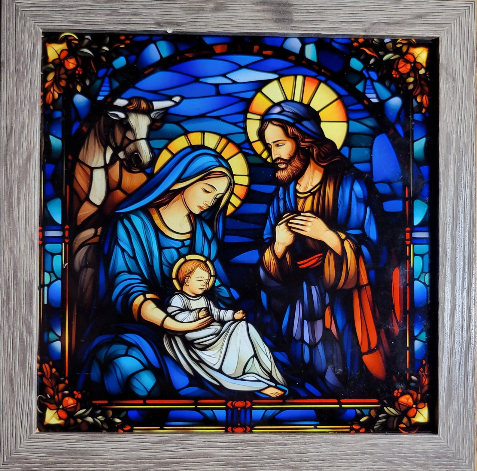 Joseph, Mary, and Baby Jesus Backlit Glass Shadowbox Wall Decoration - Etsy