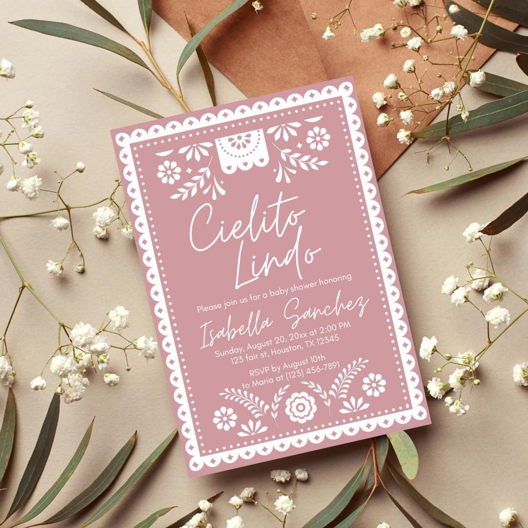 Pink Cielito Lindo Baby Shower Invitation Mexican Baby Shower ...