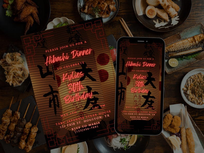 Hibachi Dinner Party Invitation: Editable Canva Template (5x7, Evite ...
