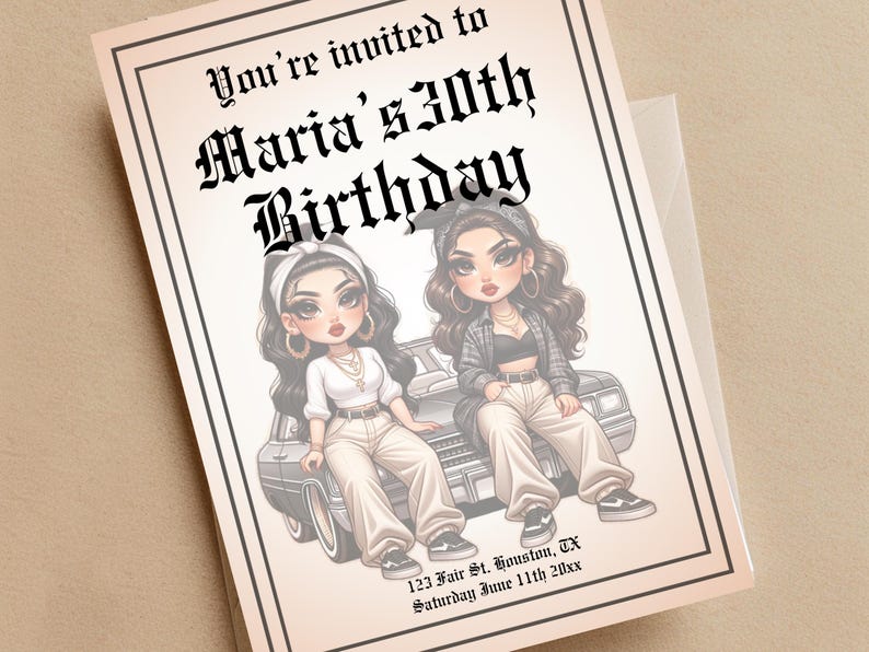 Chola Birthday Invitation | Latina Birthday Party Invite | Girl ...