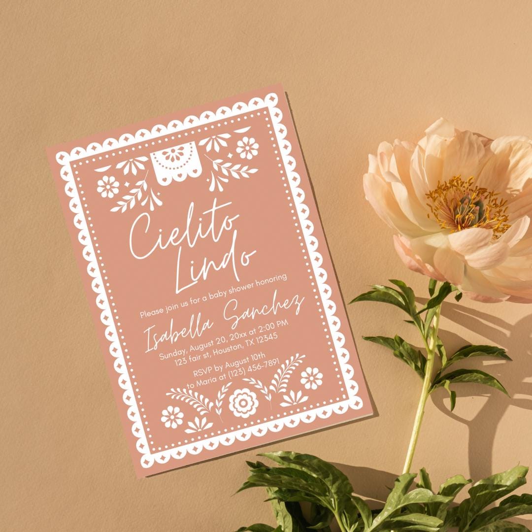 Cielito Lindo Baby Shower Invitation Mexican Baby Shower Papel Picado ...