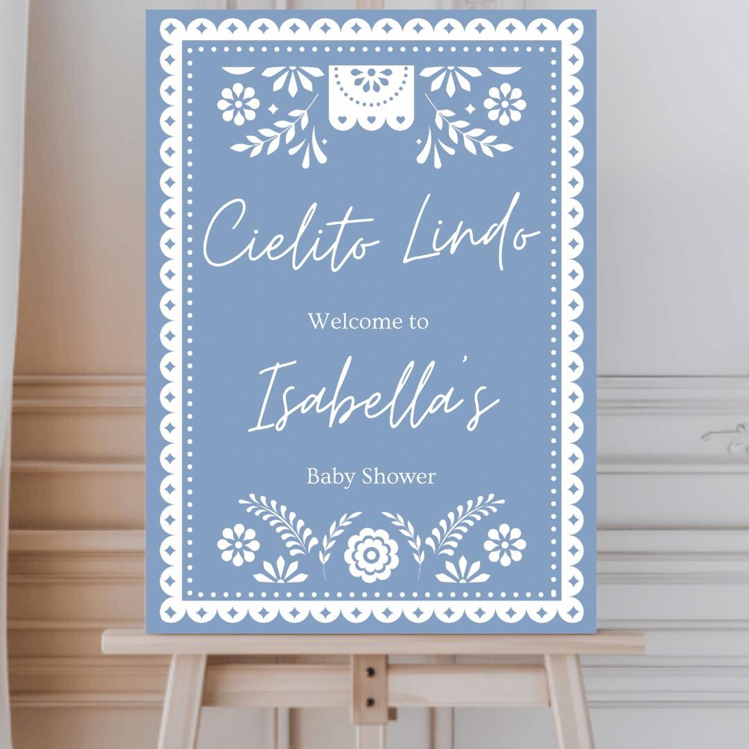 Dusty Blue Cielito Lindo Sign, Cielito Lindo Baby Shower Welcome Sign ...